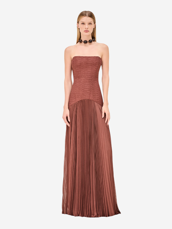 Sunniva Brown Strapless Dress – ZOË